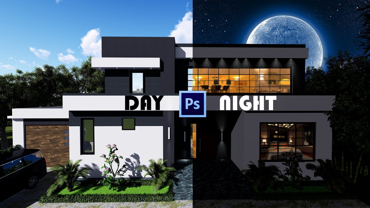 Convert Day scene to Night scene in Photoshop - YouTube