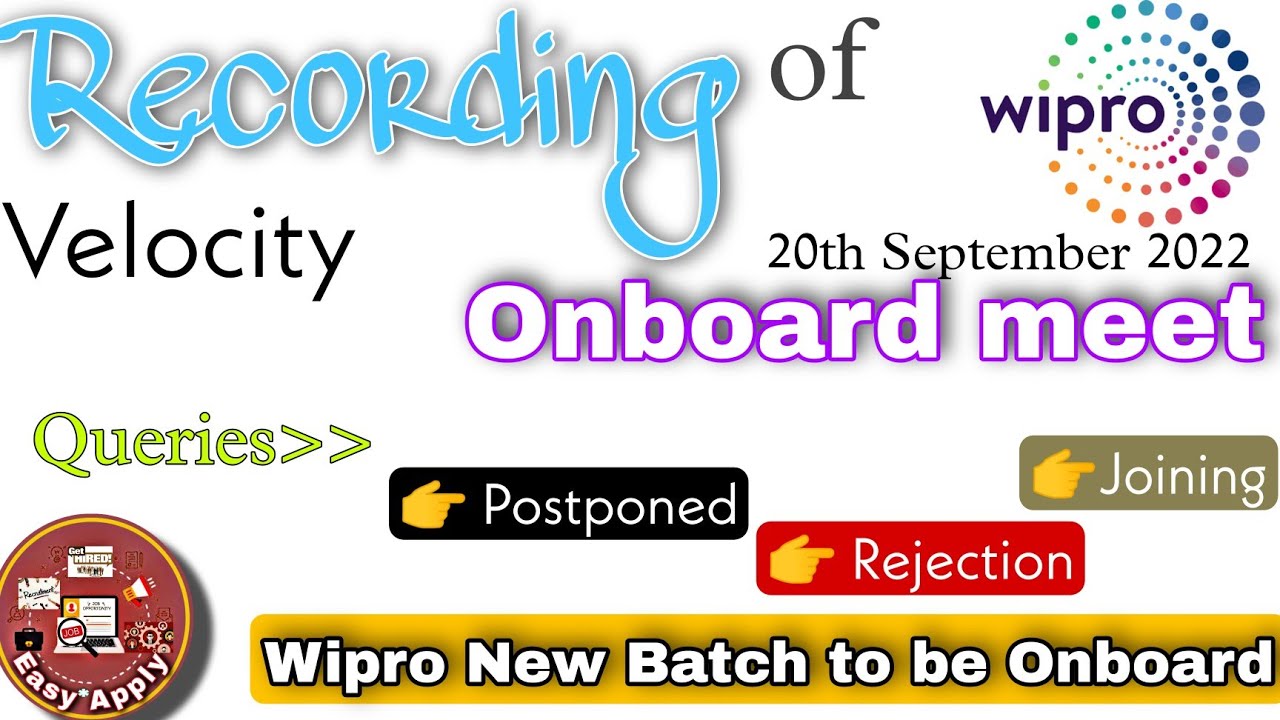 20th September Wipro Onboarding Meet Recording |Wipro New Batch ...