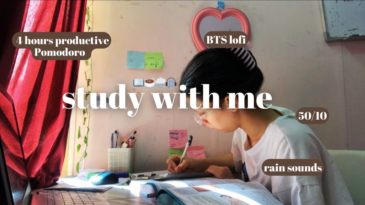 STUDY with me | 4HOURS productive Pomodoro session,50/10, with 🎹 BTS ...