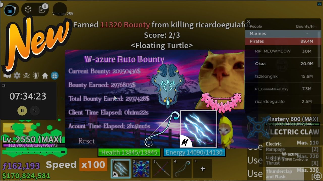 Blox Fruits Script | 12h Auto Bounty v2 (W-azure Hub) - Showcase - YouTube