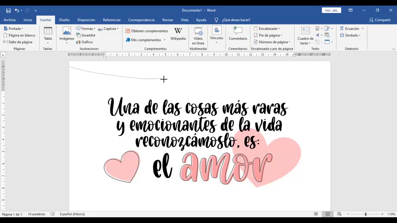 Tutorial de Word: Cómo hacer decoración con corazones ♥ - YouTube