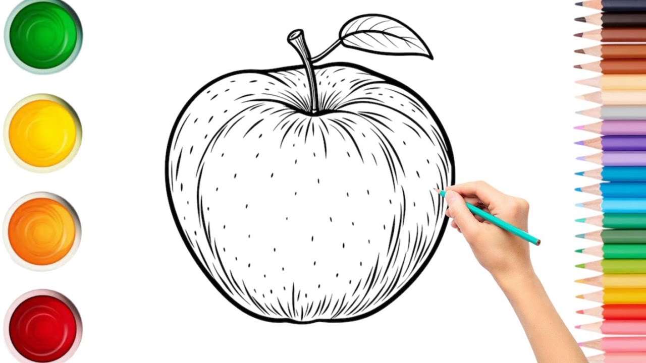 Apple Drawing easy | step by step very simple easy drawing painting ...