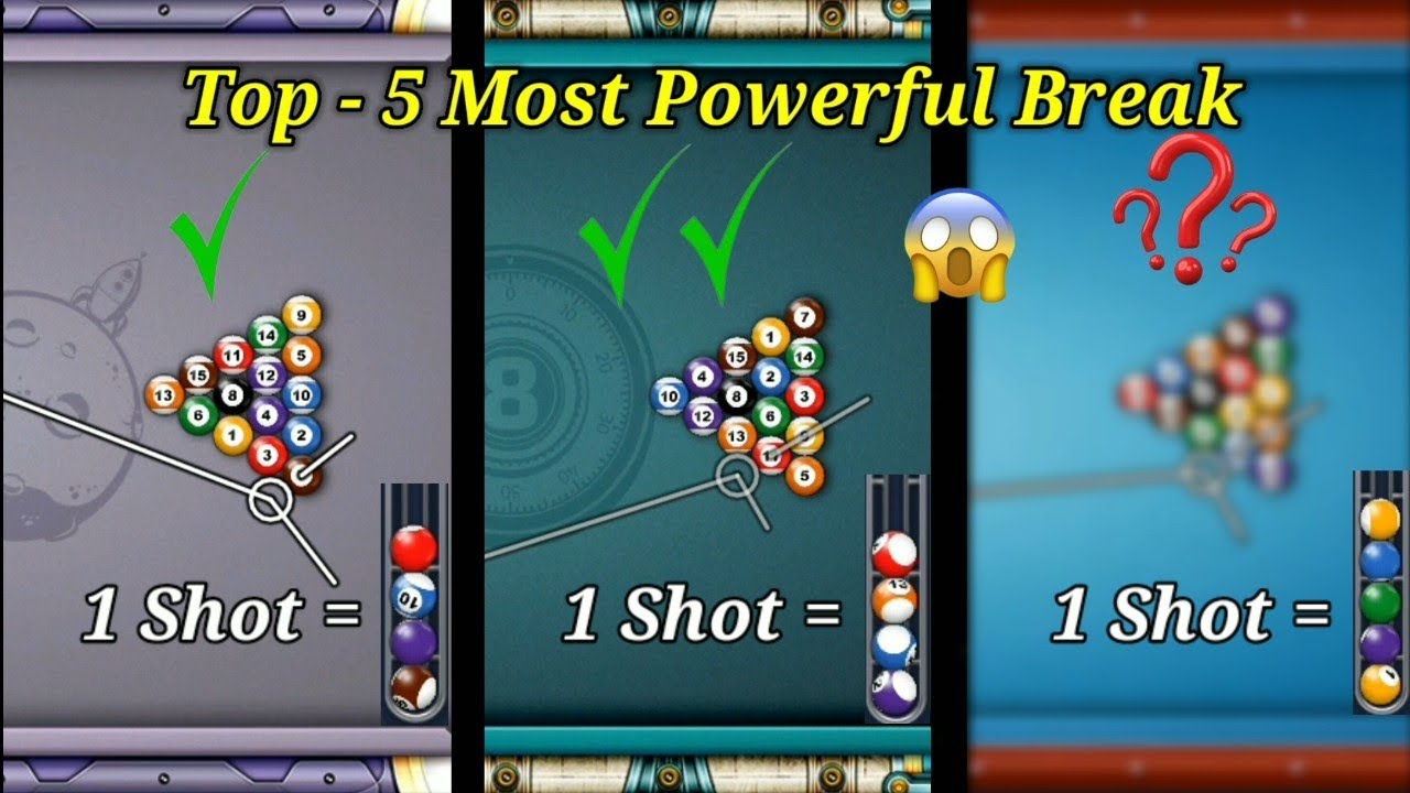 8 Ball Pool Top 5 Most Powerful Break | Best Break For Denial In 8 Ball ...