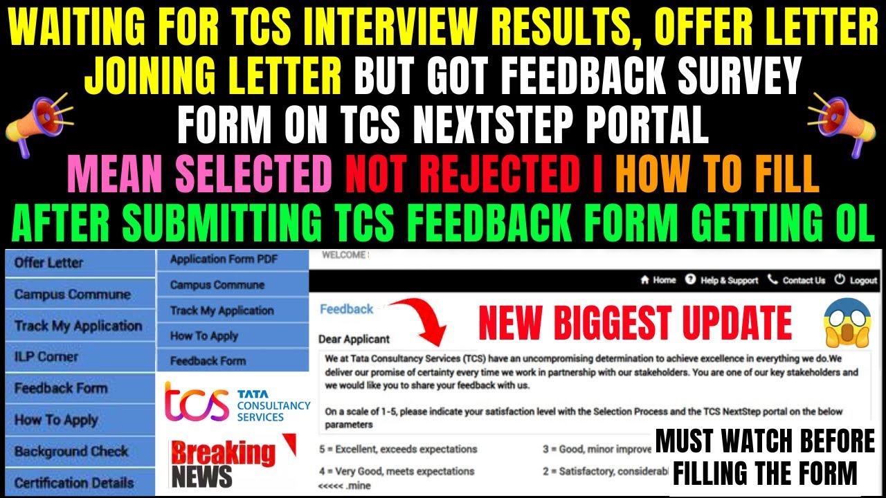 🥳TCS FEEDBACK SURVEY IS SIGN FOR SELECTION | AFTER SUBMITTING FEEDBACK ...