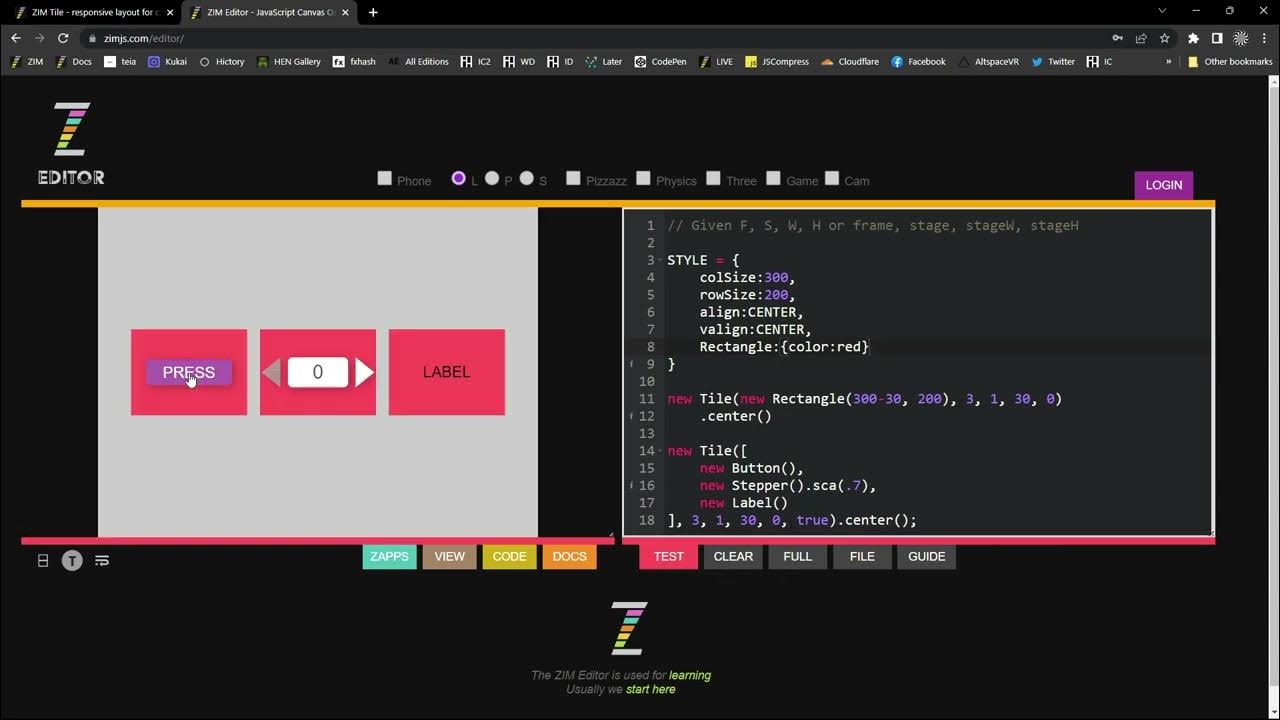 Zim Explore 72 Different Column Widths With Tile On The Canvas With Zimjs Youtube