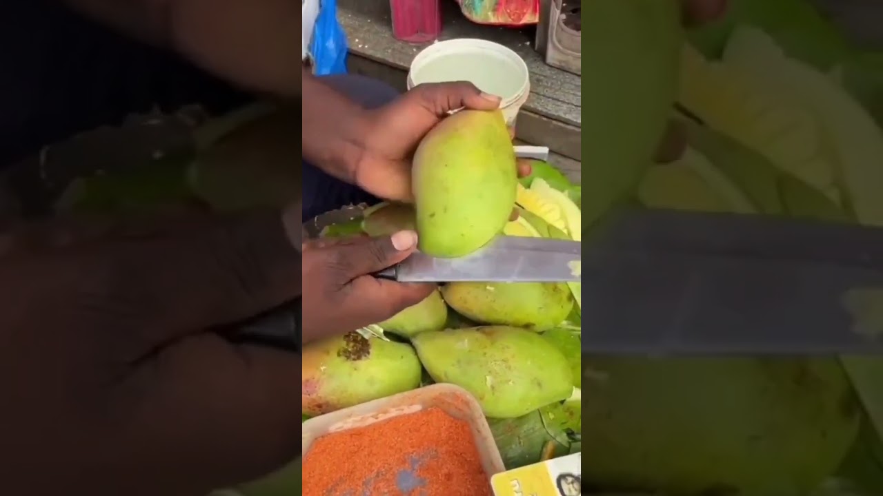 kacha mango cutting skills - YouTube