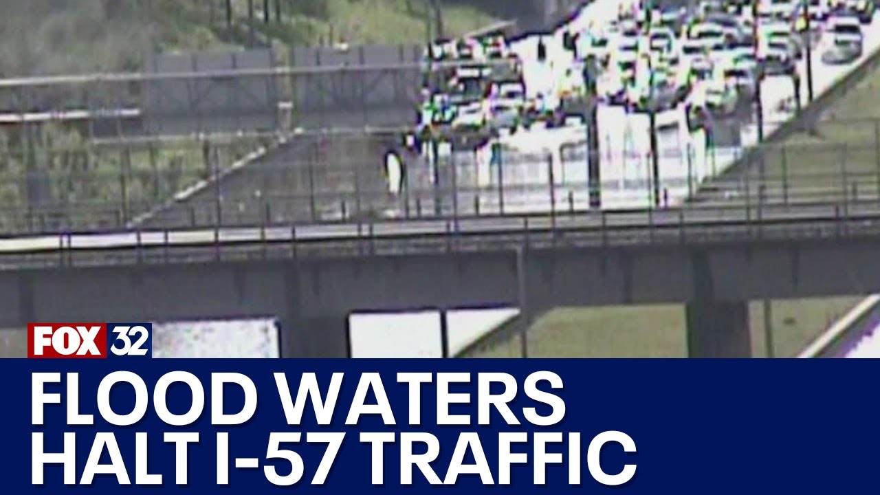 Flooding shuts down portion of I-57 lanes in Cook County - YouTube