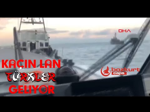 Yunan botunun üstüne çıkmaya çalışan Türk Sahil Güvenlik botu
