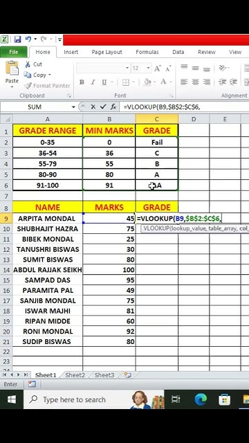 HOW TO CALCUTATION GRADE WITH VLOOKUP IN EXCEL ? কিভাবে এক্সেল-এ VLOOKUP দিয়ে গ্রেড গণনা করবেন ...