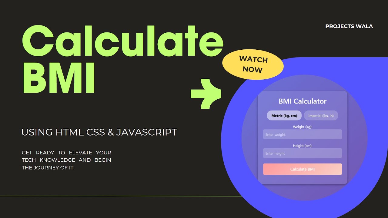 🚀 Bmi Calculator App Html Css And Javascript Beginner Project 1473