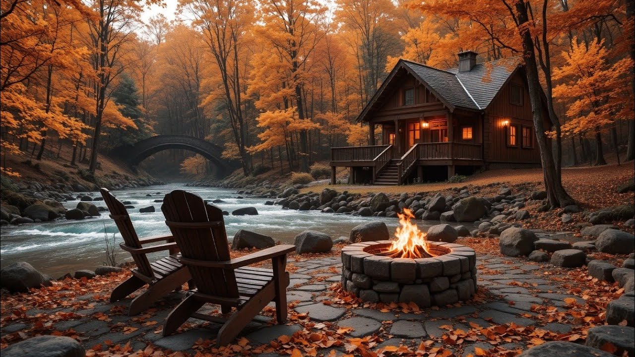 Cozy Fall Campfire by the River | Relaxing Fire Crackle, Birdsong ...
