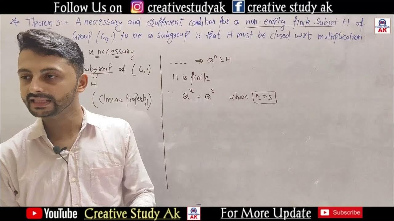 Lec 11 Groups and Subgroups | Subgroups | Theorem | Examples | By Ak - YouTube