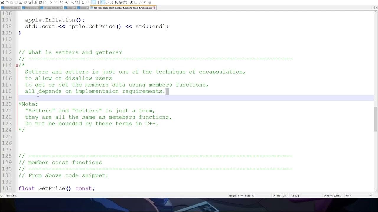 C ++ Basic Tutorial｜007｜class part2 member functions const functions - YouTube