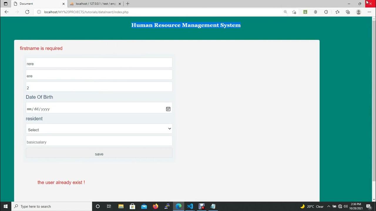 Html Form To Mysql Database And Validate Data By Javascript Swahili With Source Code Full Youtube