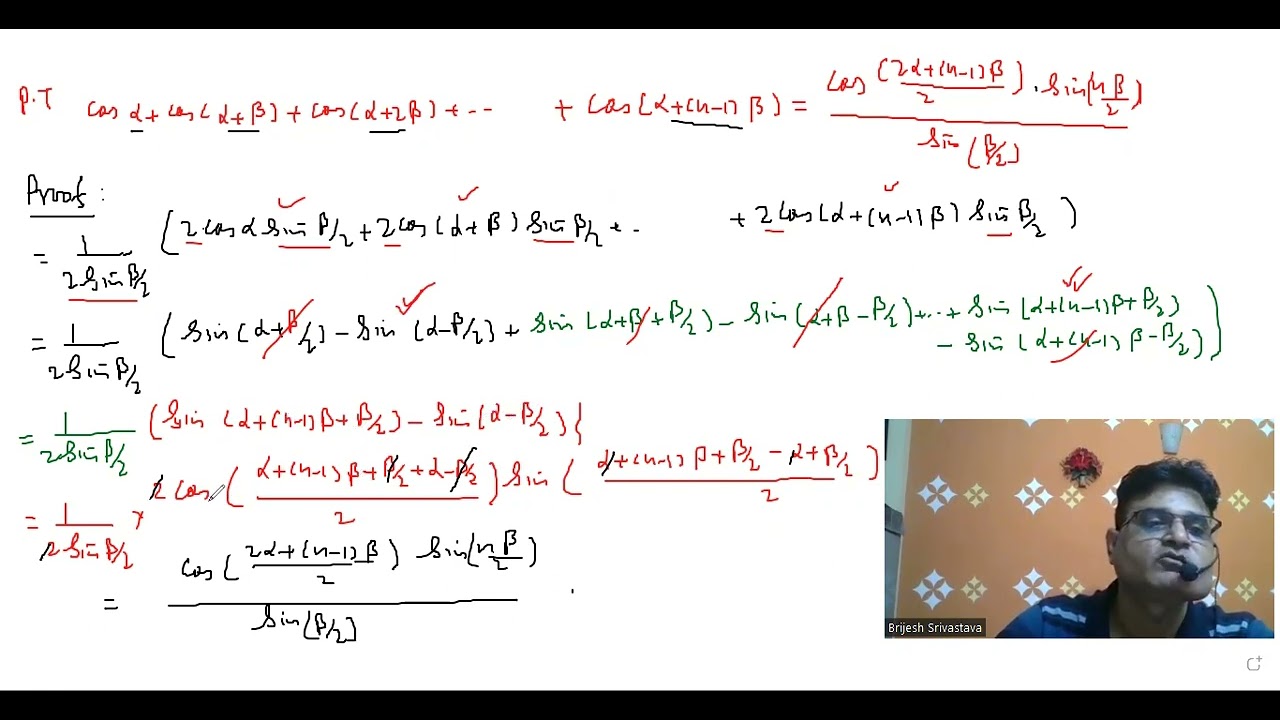 cosa+cos(a+b)+cos(a+2b)+......+(cos(a+(n-1)b) - YouTube
