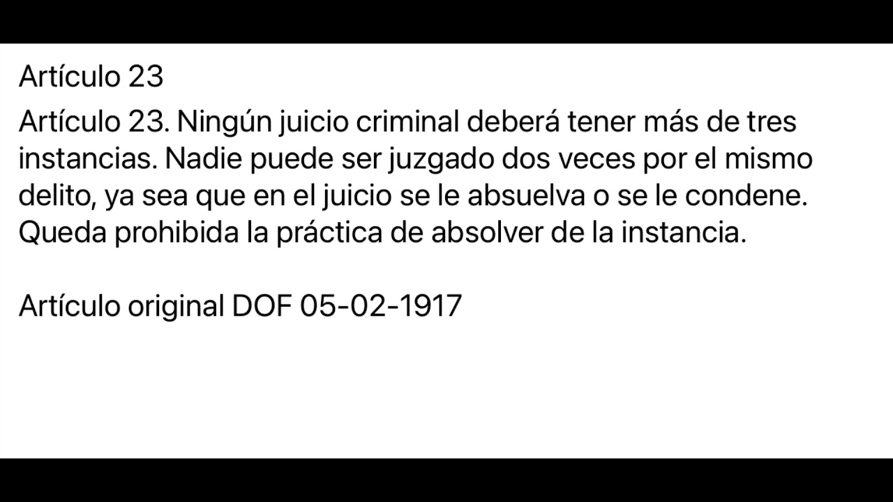 Artículo 23 Constitución Política de los Estados Unidos Mexicanos - YouTube