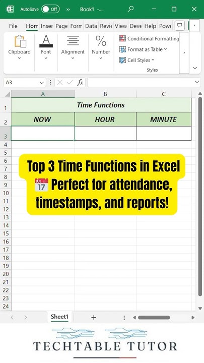 3 Time Functions in 30 Seconds (NOW, HOUR, MINUTE) #excelshorts #excel - YouTube