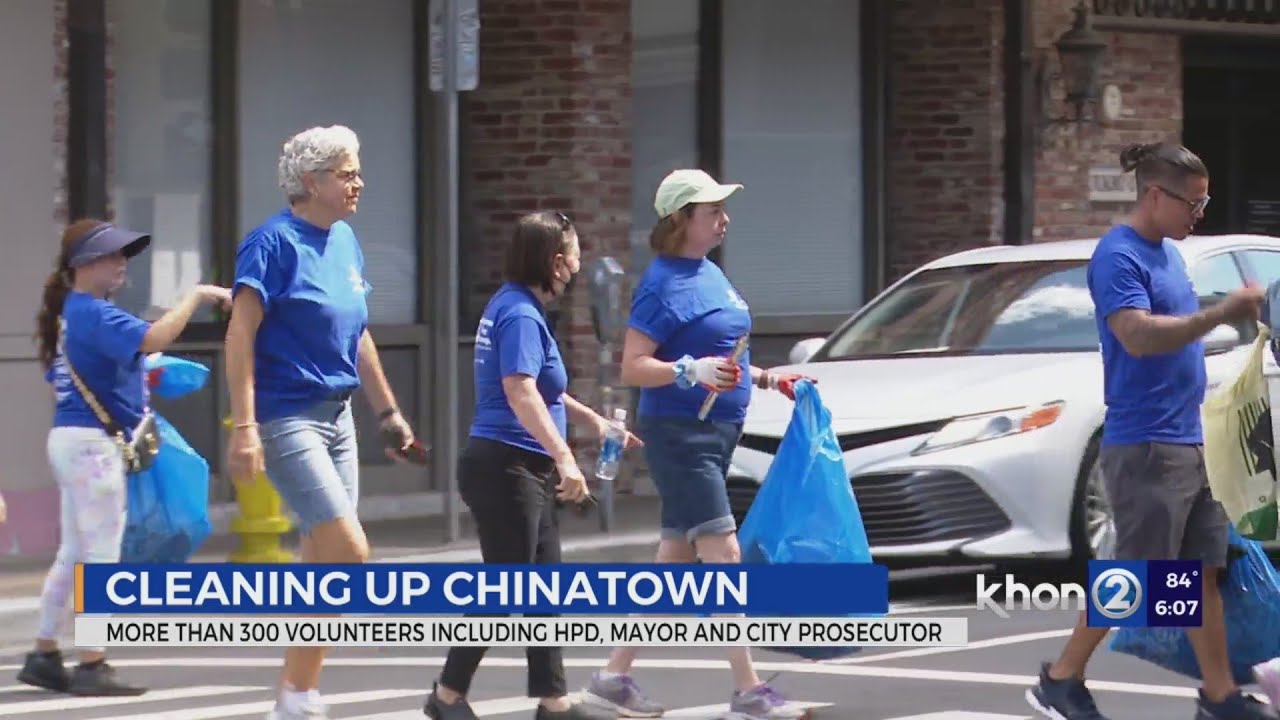 Over 300 people help clean up Chinatown - YouTube