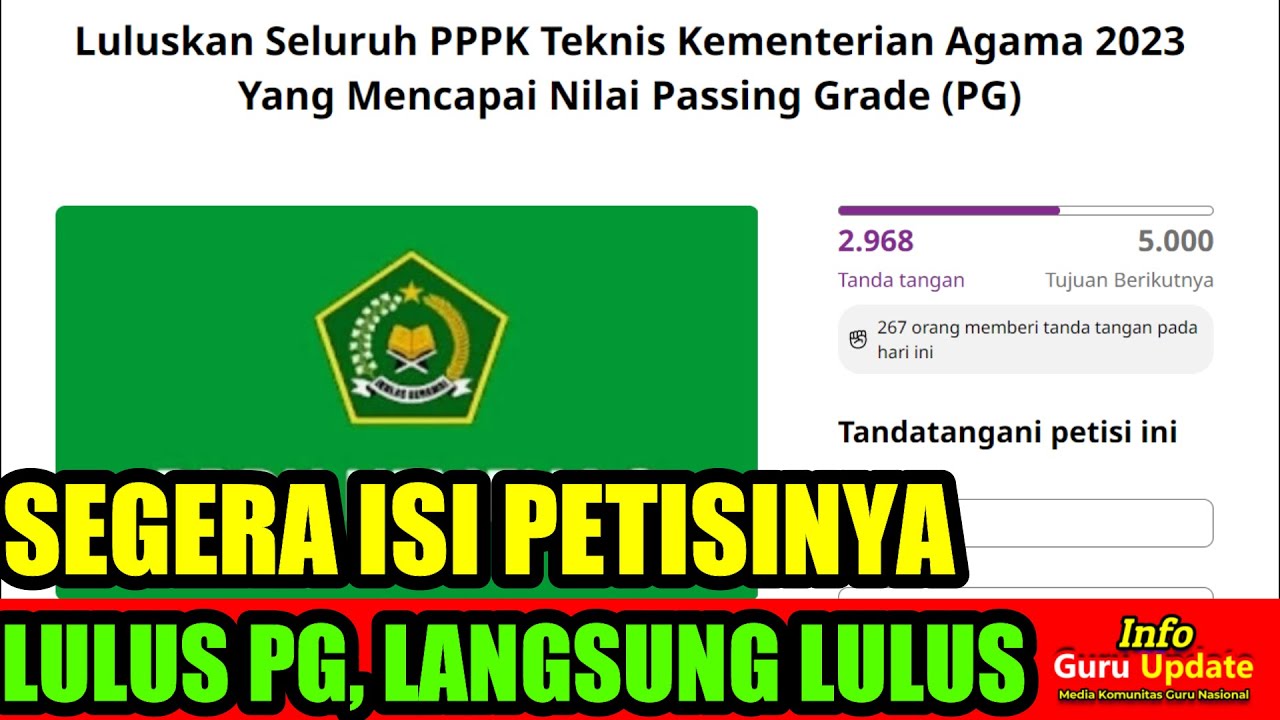 AYO VIRALKAN! PETISI LULUS PG P3K KEMENAG 2023! - YouTube