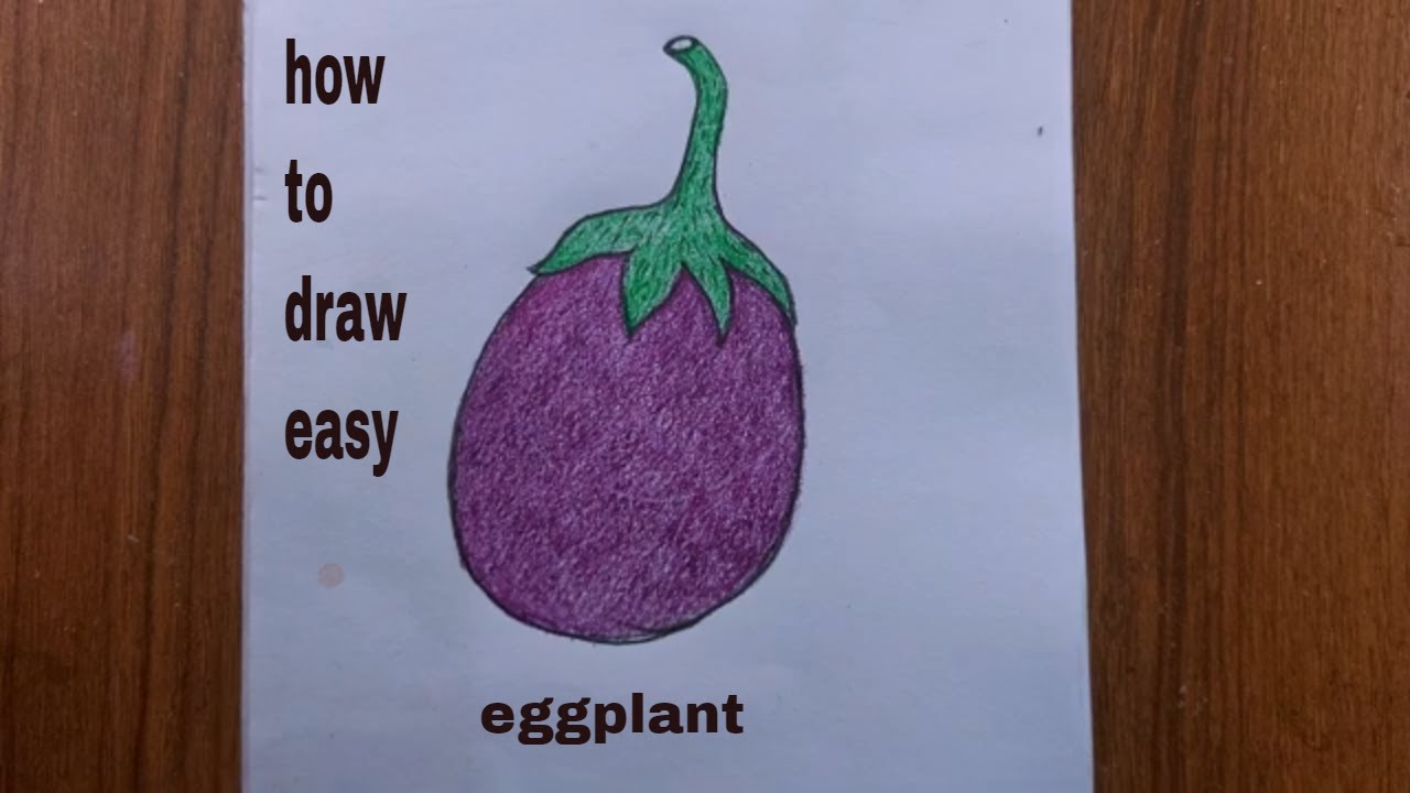 how to draw eggplant easy/color with pencil/eggplant drawing - YouTube