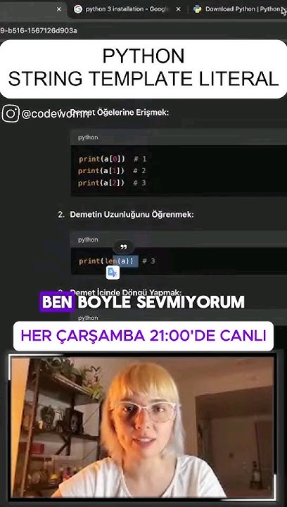 Python'da string template literal..#python #stringtemplate #javascript #yazılım #development ...