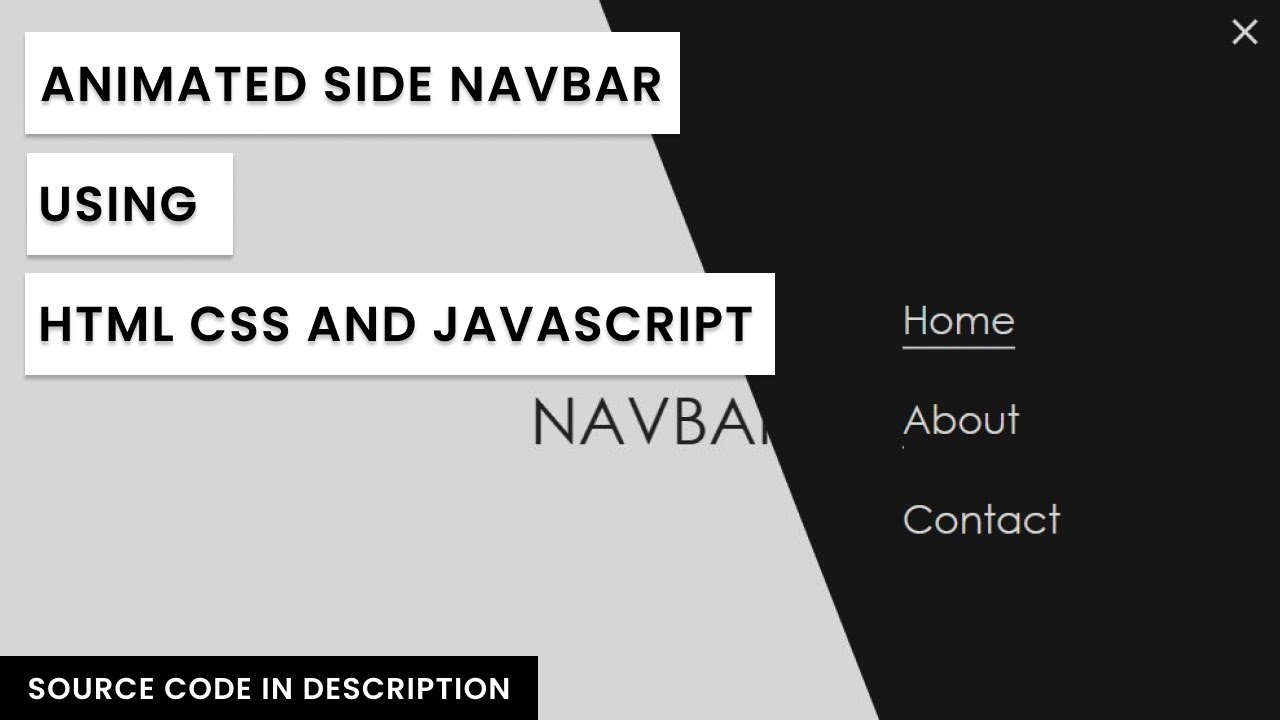 Animated Side Navigation Bar Using Html Css And Javascript Step By 2913