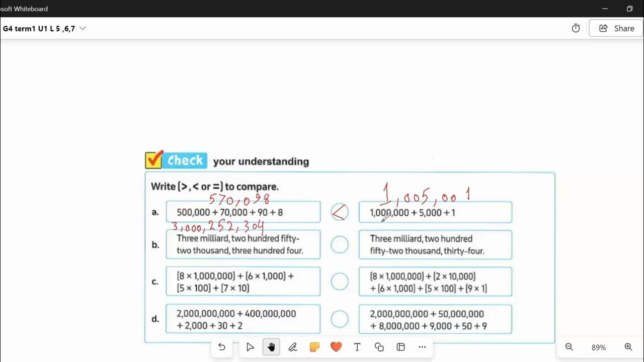 Easy math Grade 4 1st term unit 1 Lessons5,6,7 comparing and ordering big numbers in multiple ...