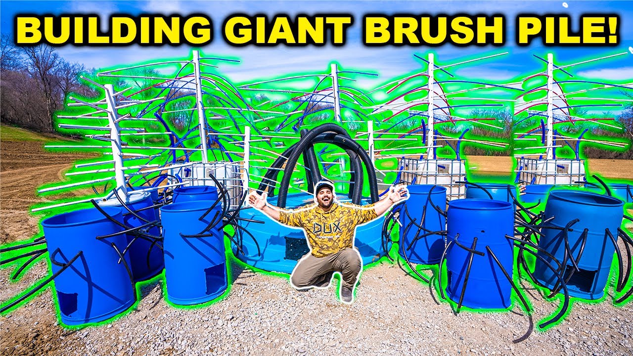 Building the WORLD’S LARGEST DIY Brush Pile for the BACKYARD Pond ...