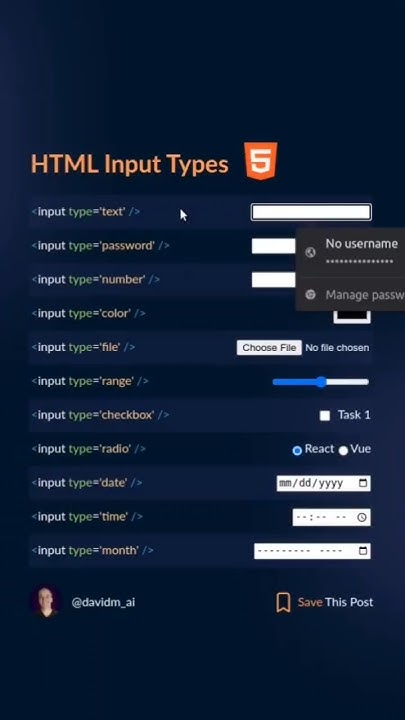 Input types in html | html tags | all html tags list | input tag in html | html tutorial | # ...