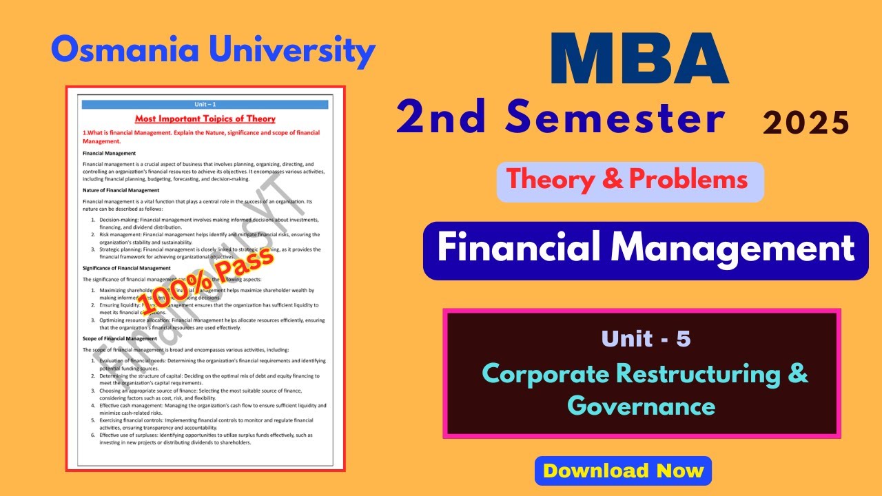 MBA 2nd Sem | Unit 5: Financial Management | Theory + Important ...