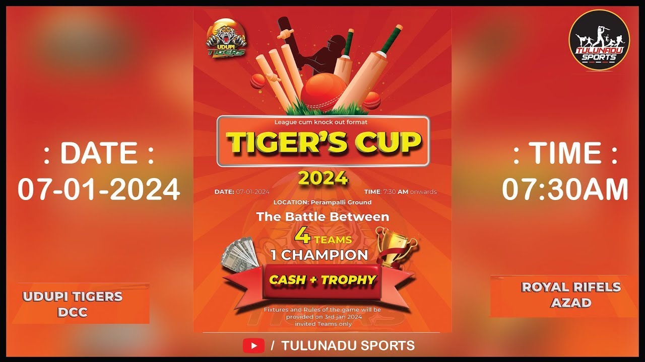 UDUPI TIGERS Presents TIGER'S CUP 2024 | 07-01-2024 | @TulunaduSports ...
