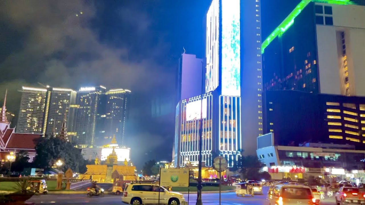 Phnom Penh City Street View at Night - Cambodia Tour - YouTube