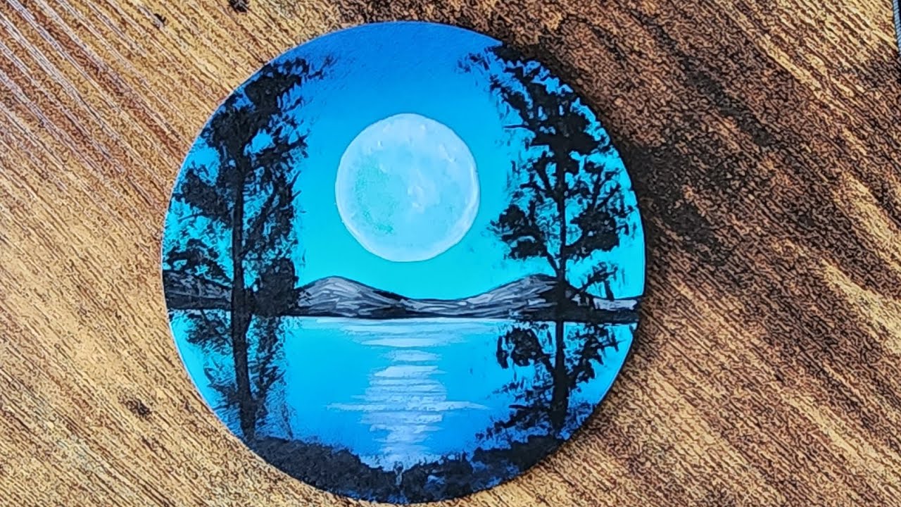 Full moon acrylic painting for beginners step by step /#21 - YouTube