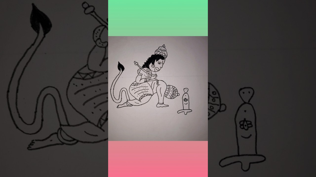 💥💥how to draw simple Hanuman ji drawing😱😱 #jinka bharosa veer Hanuman ...