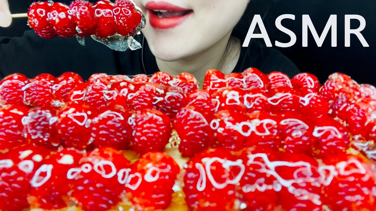 ASMR 🍓🍓RASPBERRY TANGHULU🍓🍓산딸기 탕후루, フルーツ飴, MUKBANG - YouTube