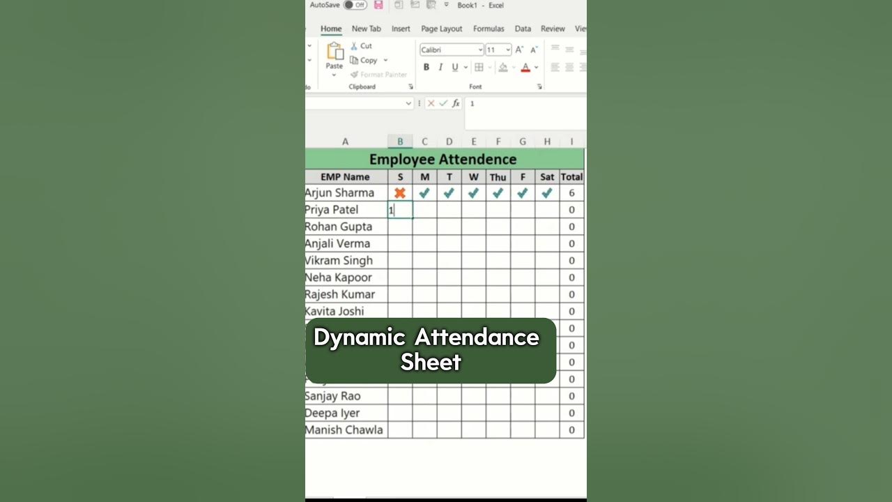 Dynamic Attendance Sheet 👏 #shorts - YouTube
