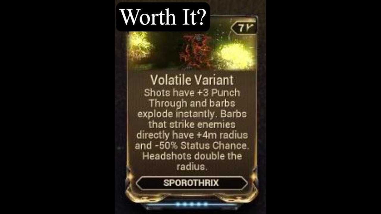 Volatile Variant The Sporothrix Mod Testing In Warframe - YouTube