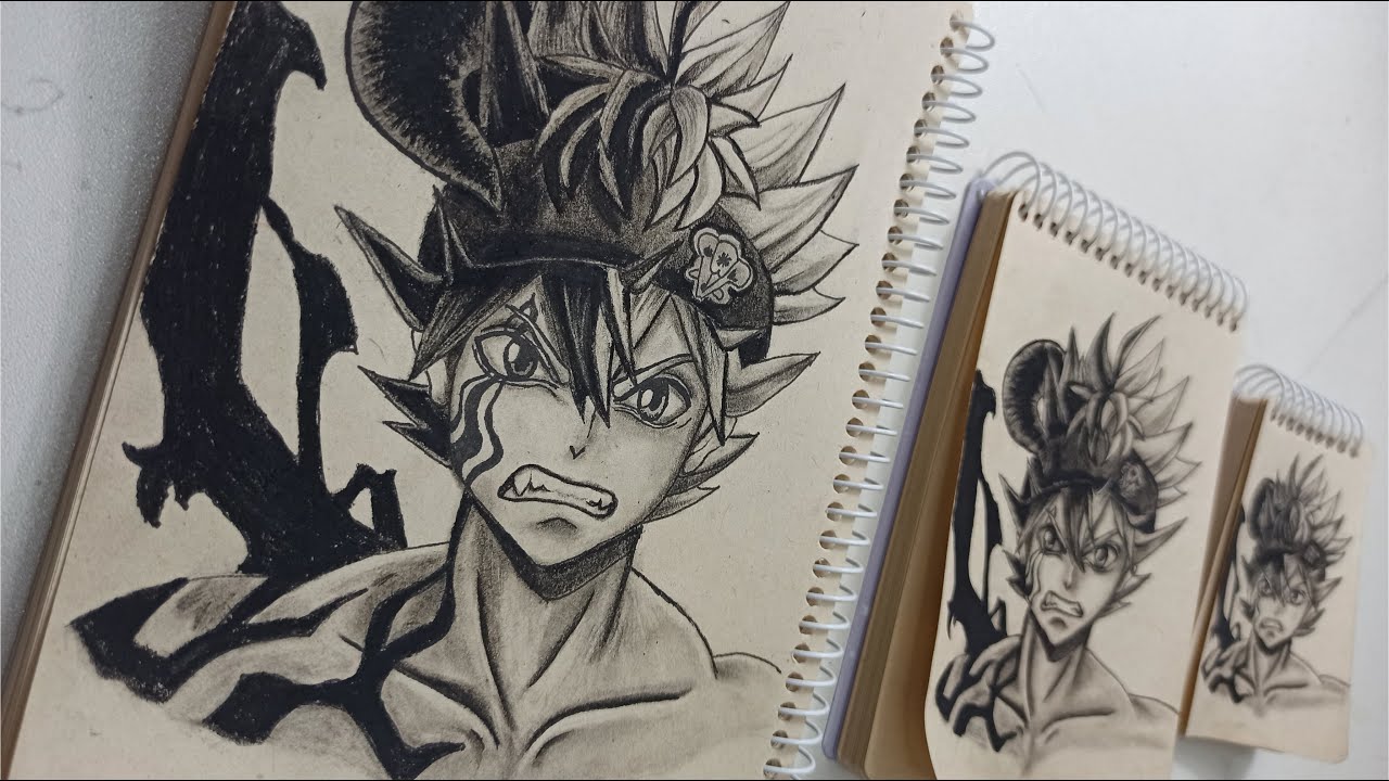 how to draw Asta /Asta painting in three different sizes - YouTube