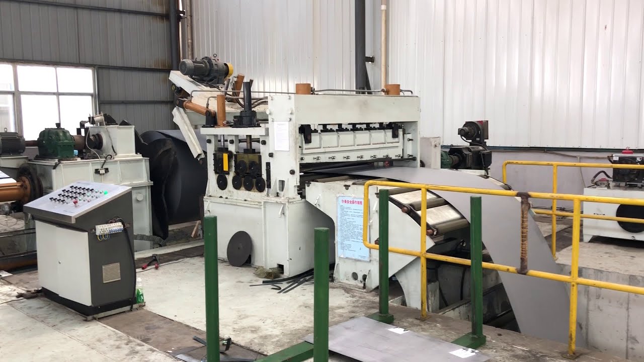 Hot/cold rolled steel coil slitting line machine SL-8X1800 series - YouTube