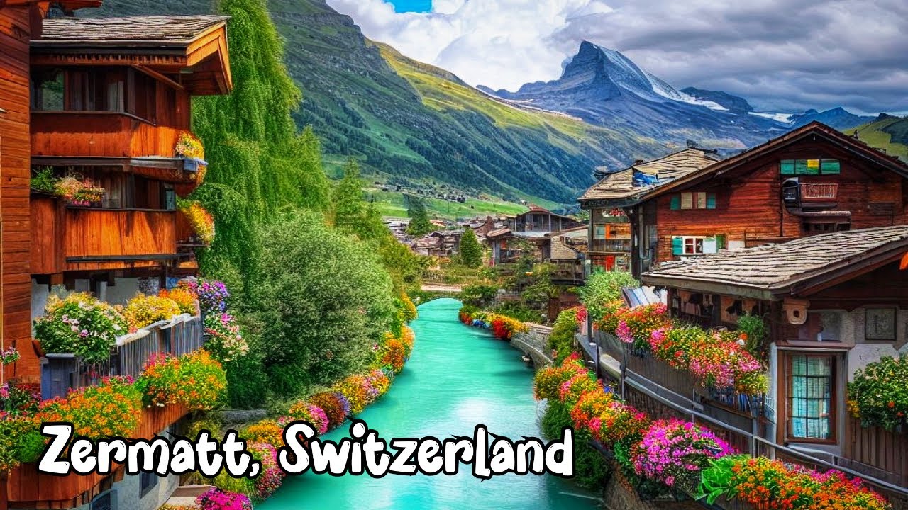 Zermatt, Switzerland, walking on sunny day 4K - A Beautiful Swiss town ...