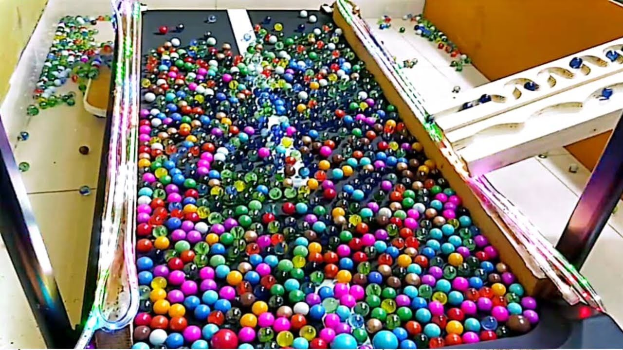 Marble Run Race, Wooden Double Slope.. Sound Of Marble Treadmill Racing ...
