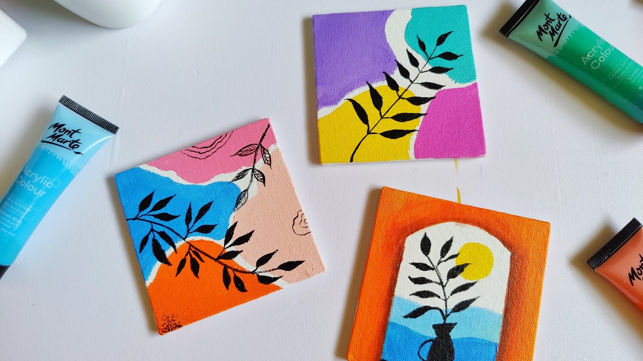 3 Easy Paintings for beginners || 3 mini canvas paintings part 23 ...