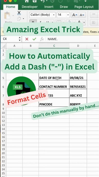 Excel tips: Add Dash “-“ automatically in Excel #excel #shorts #exceltutorial - YouTube