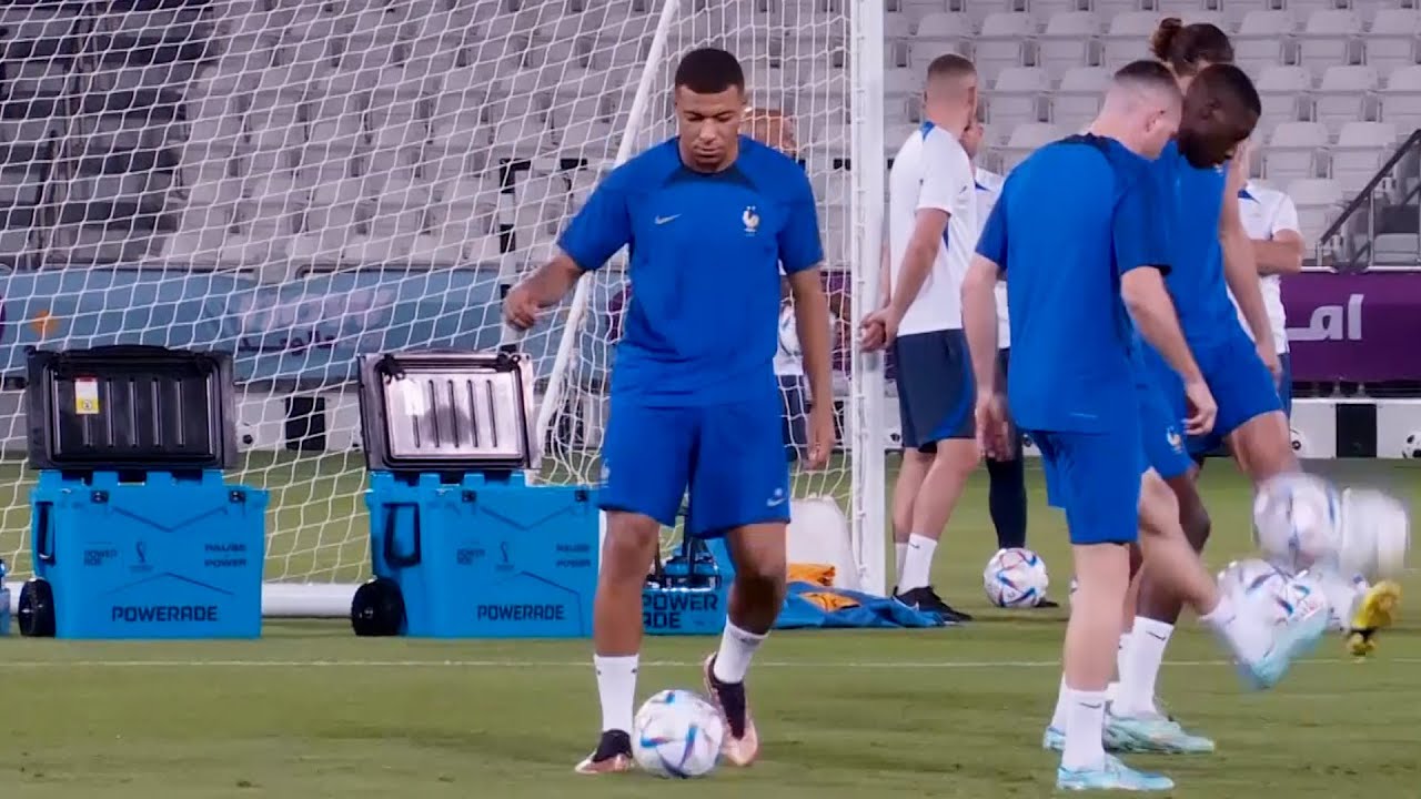 Mbappe training footage as France star gets set for Poland match - YouTube