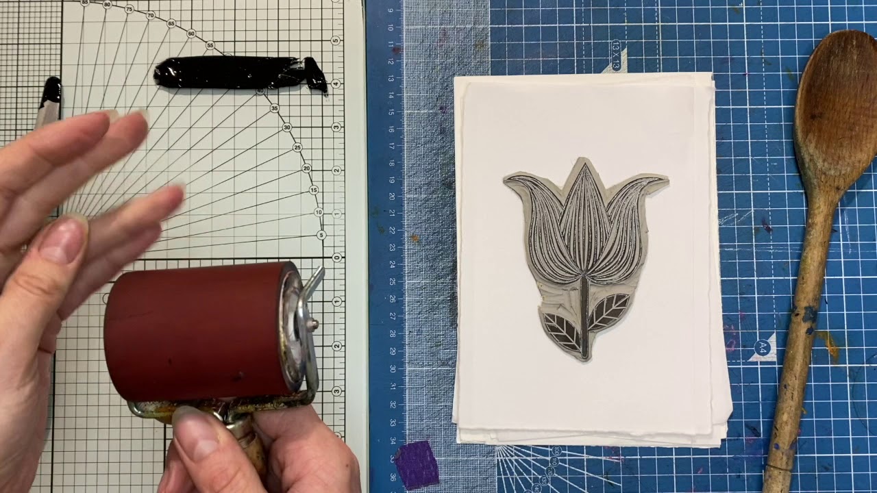 Inking a Linocut Block - Demonstration from Masterclass - YouTube