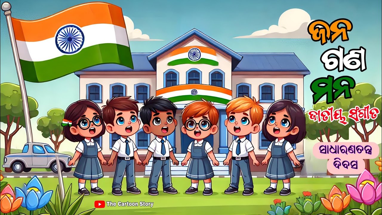 ଜନ ଗଣ ମନ ସଂଗୀତ|| Jana Gana Mana 🇮🇳|| National Anthem || The Cartoon ...