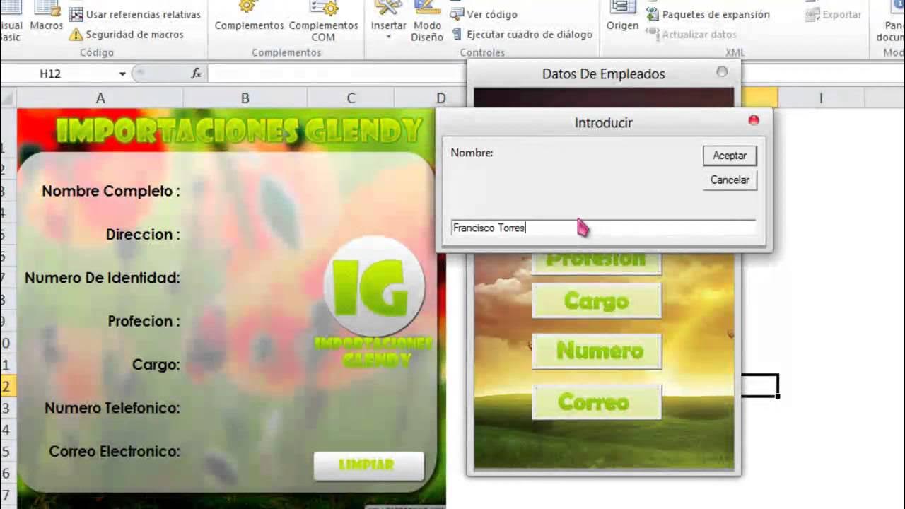 EJERCICIO DE EXCEL CON VISUAL BASIC - GLENDY LOPEZ Y YENY MILLA - YouTube
