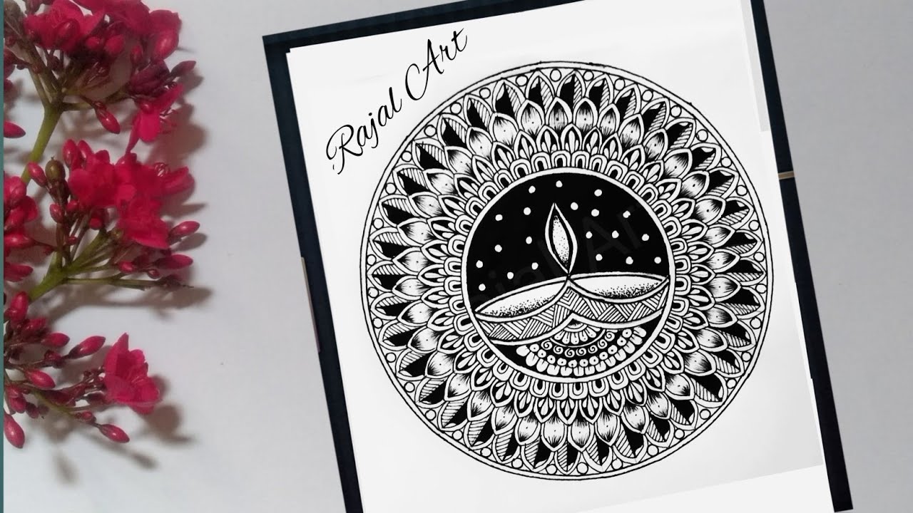 Happy Diwali mandala art | Diya mandala art | mandala art for beginners ...