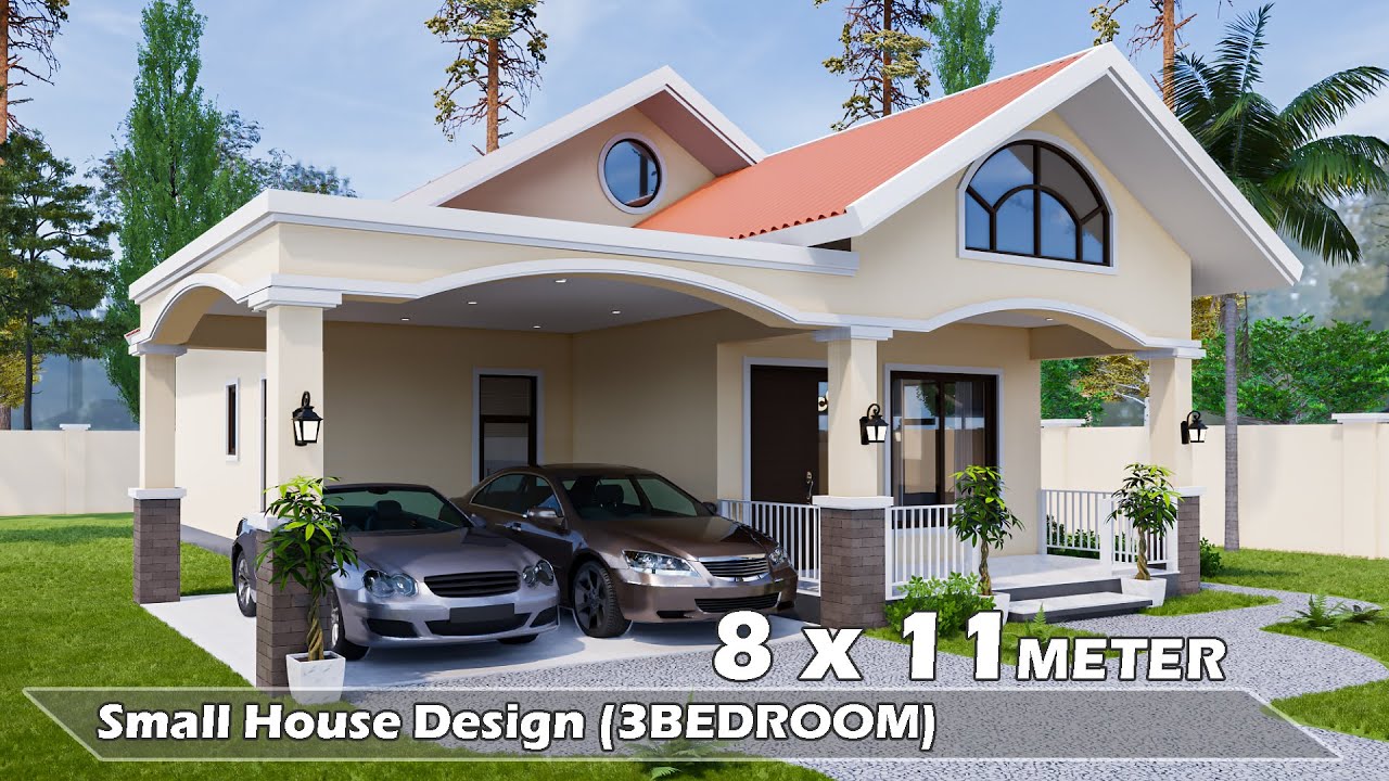 8 x 11 Meter Small House Design - 3Bedroom with 2carparking - YouTube