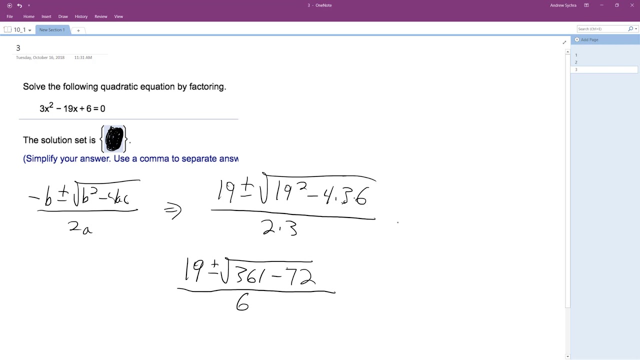 3x 2 19x 6 0 Solve Using The Quadratic Equation YouTube 3x-2-19x-6-0-solve-using-the-quadratic-equation-youtube